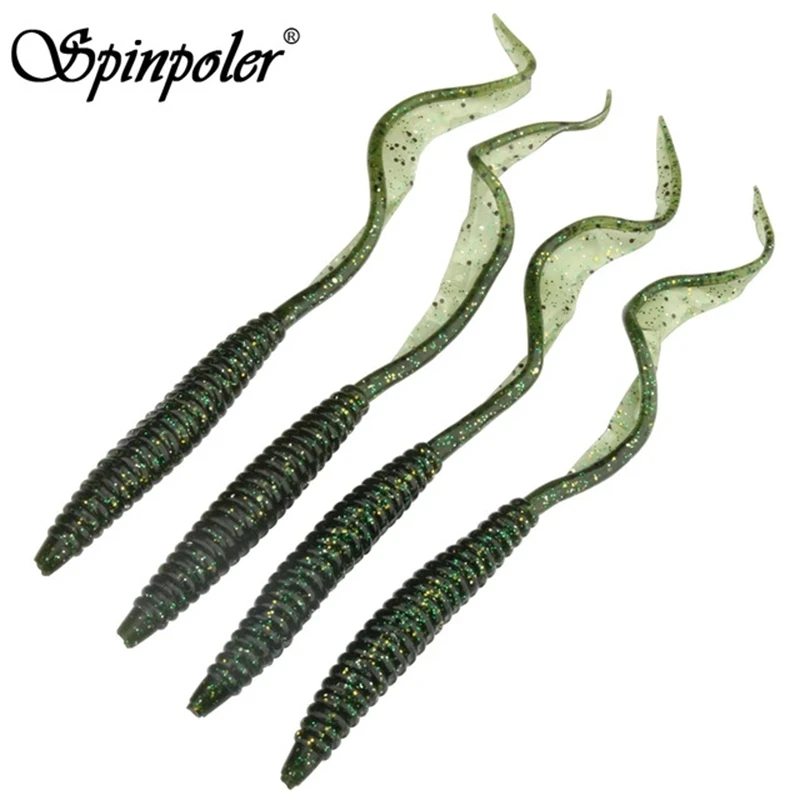 Spinpoler 18cm 13cm Soft Lure Worm Baits Flexible Long Tail 4 Colors ...