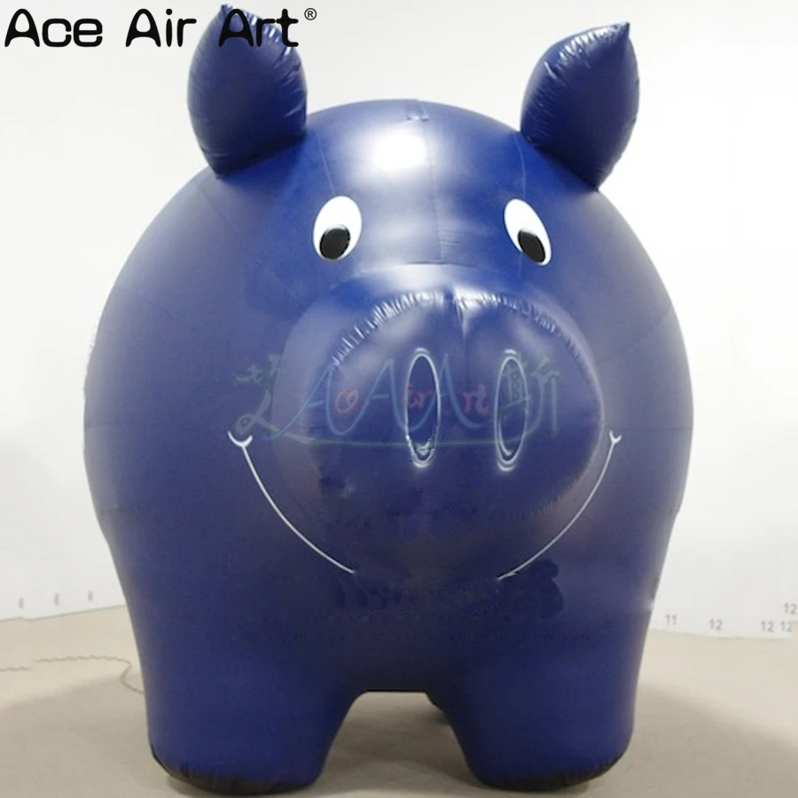 Vigorous 2.5m L Blue Green Inflatable Pig Boar Piggy Bank with Logos ...