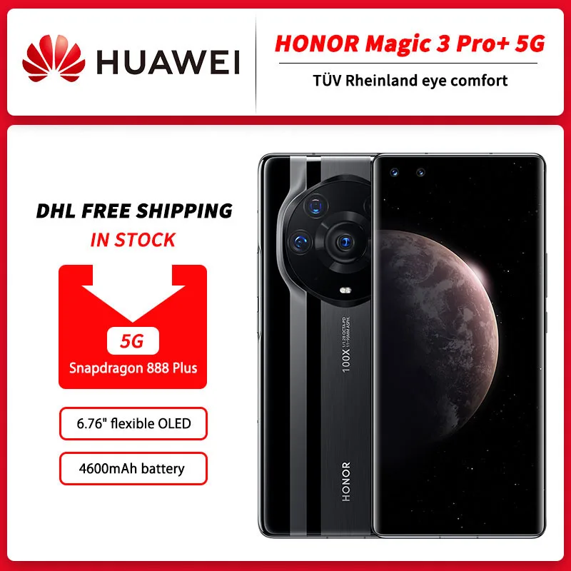 DHL Free Ship HONOR Magic 3 Pro+ 5G MobilePhone 6.76” OLED Snapdragon 888Plus Octa Core 66W ...