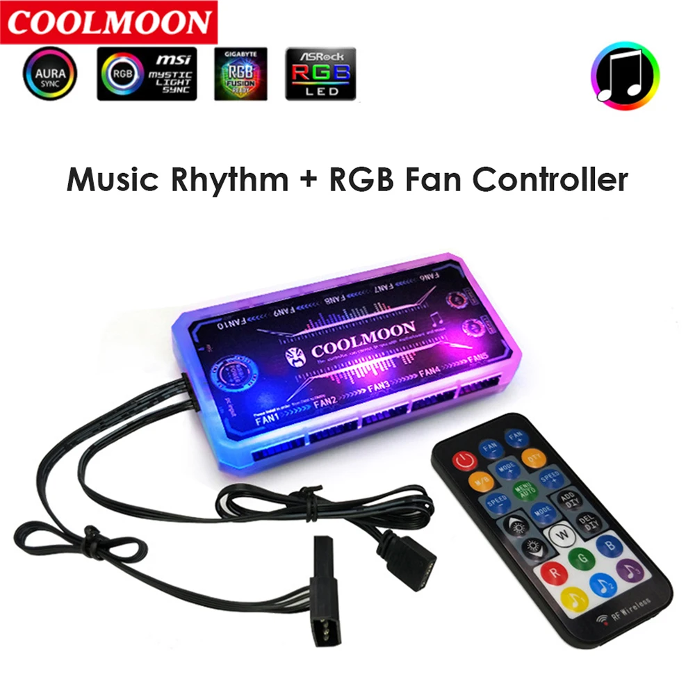 COOLMOON-RGB-Controller-For-Case-LED-Lighting-6Pin-5V-RGB-Fan-4Pin ...