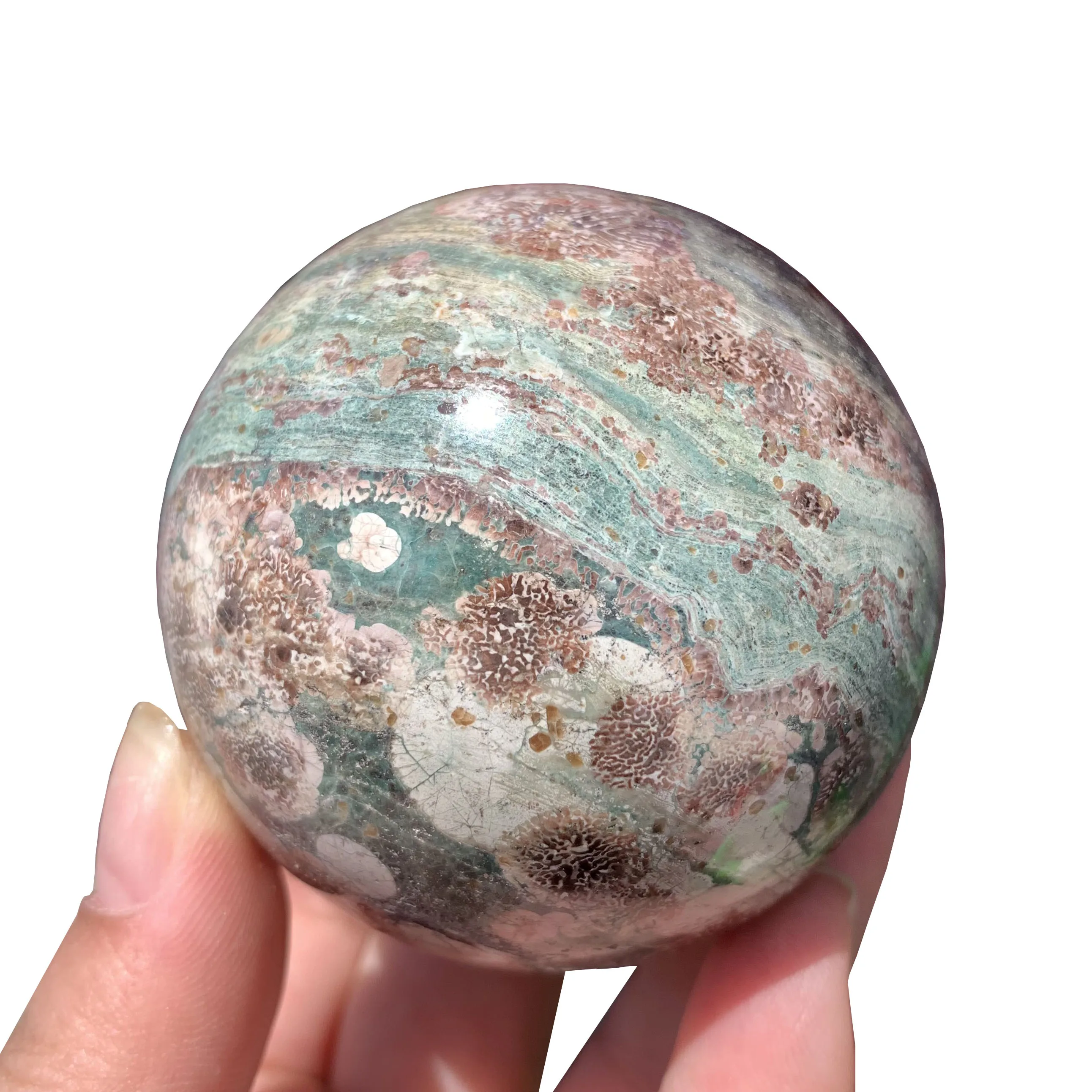1Pcs Natural Green Sakura Stone Ball Healing Crystal Ore Sphere For ...