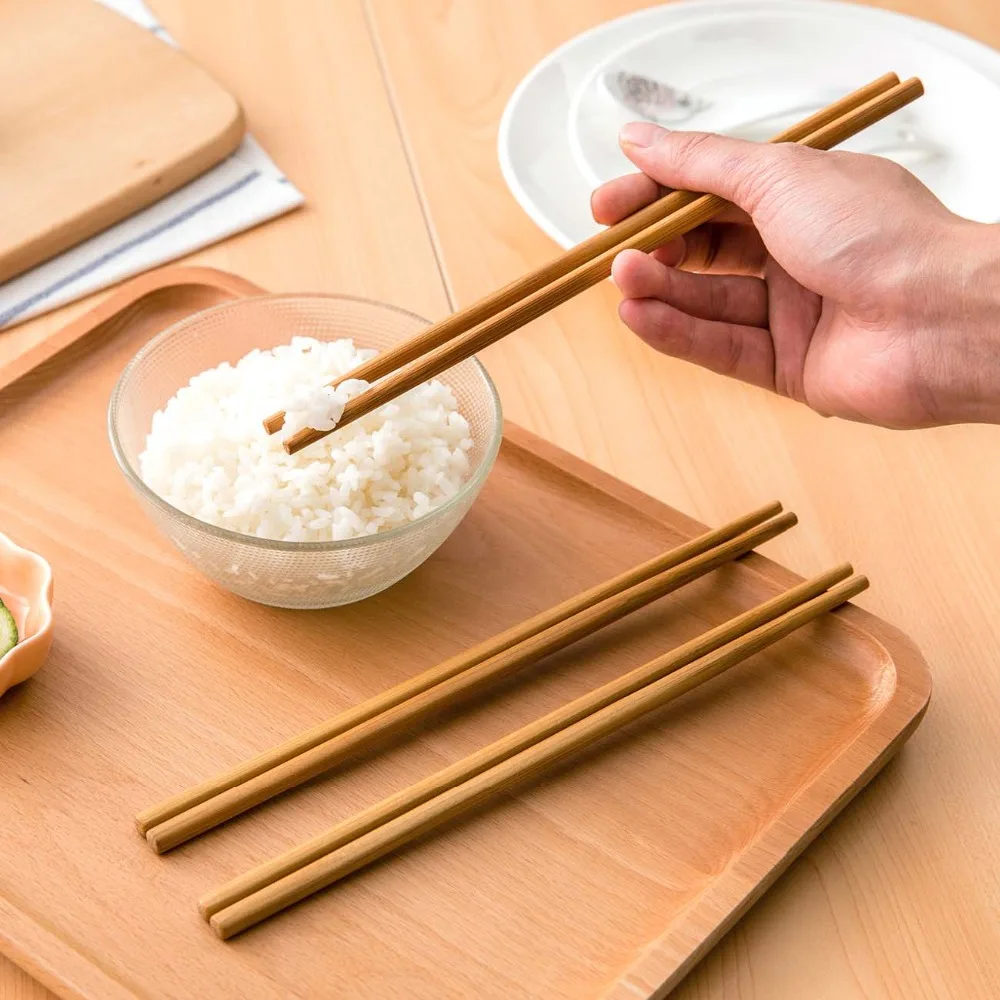 10 Pairs Non-slip Bamboo Long Chopsticks Japanese Sushi Chopstick ...