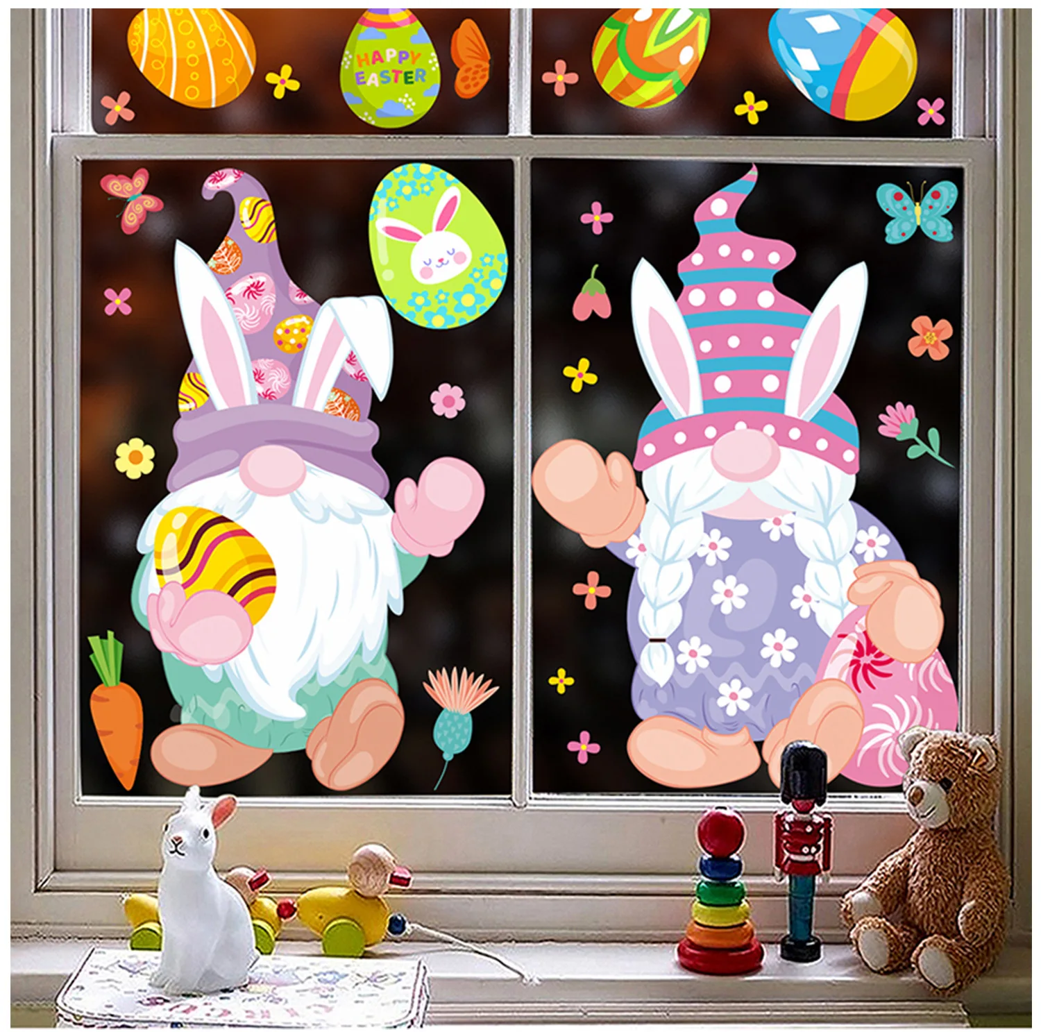 2022 Easter Stickers Cartoon Egg Wall Stickers Window Stickers Mirror ...