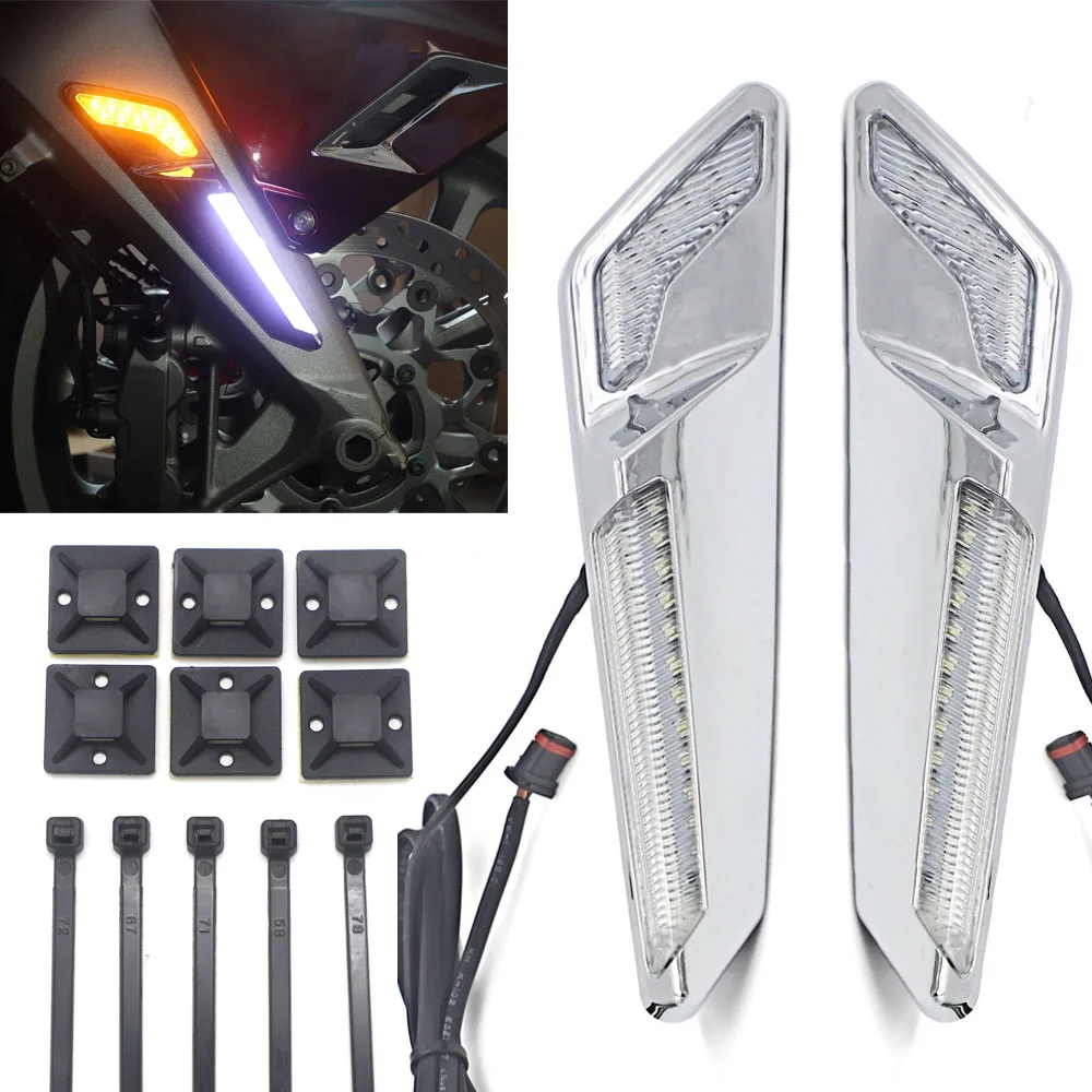 Motorcycle Front Brake Fork Mounted NAV LED Lights in Chrome or Black ...