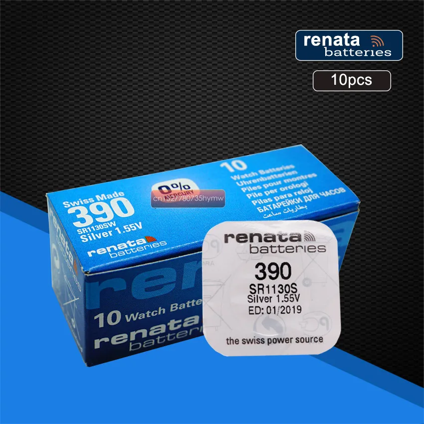 10pack Renata Silver Oxide Watch Battery 390 Sr1130sw 1130 1.55v 100% ...