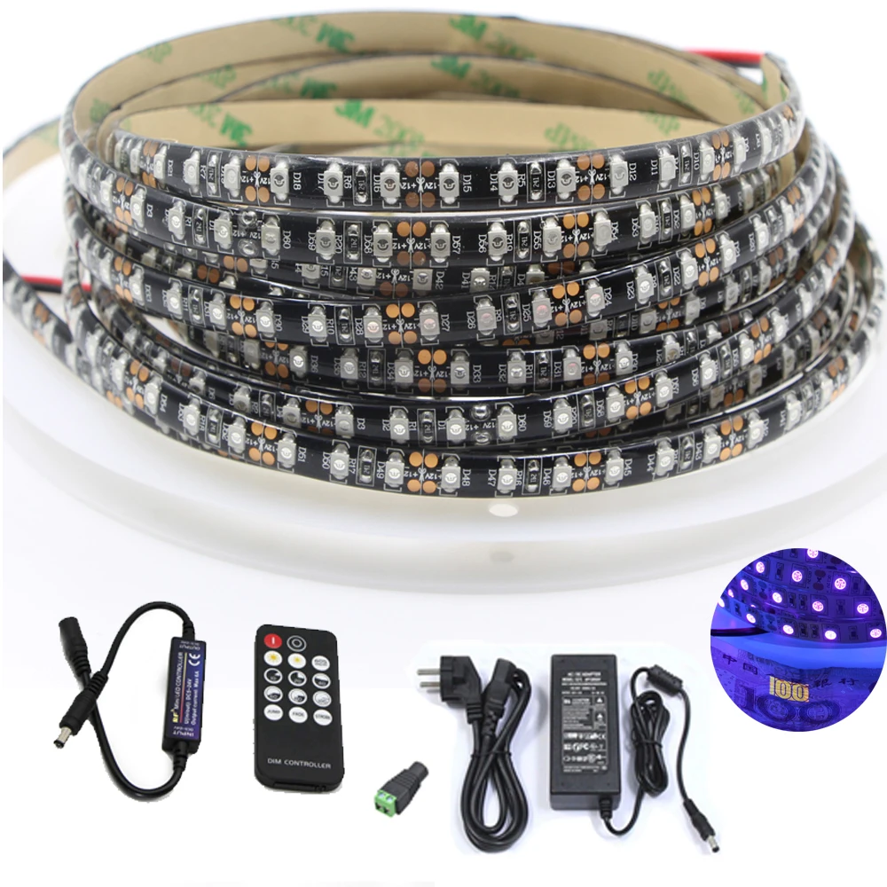 SMD 3528 395-405nm 12V UV Led Strip light 120leds/m Ultraviolet Purple ...