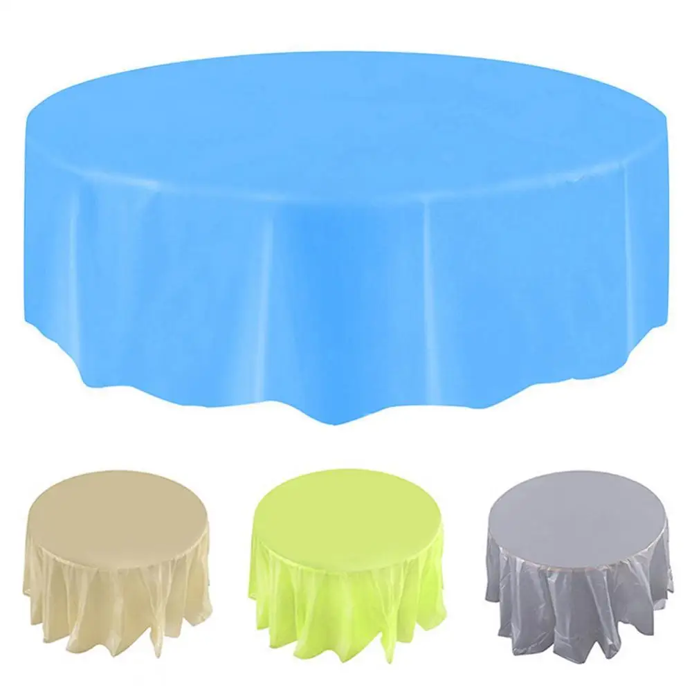 210cm Plastic Round Tablecloth Waterproof Multicolor Disposable Circular Table Cloth Cover for ...
