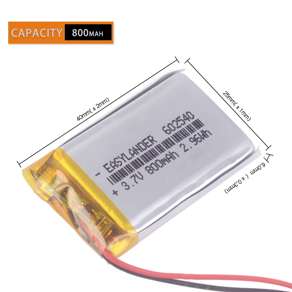 602540-3-7V-2-2wh-800mAh-Rechargeable-Li-Polymer-Li-ion-Battery-For-Mp3 ...