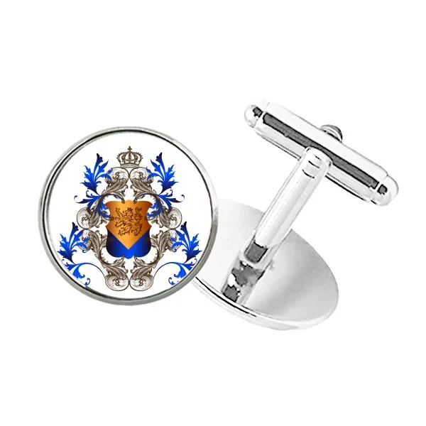 Medieval Knights of Europe Crown Emblem Shield Round Button Cuff Clip ...