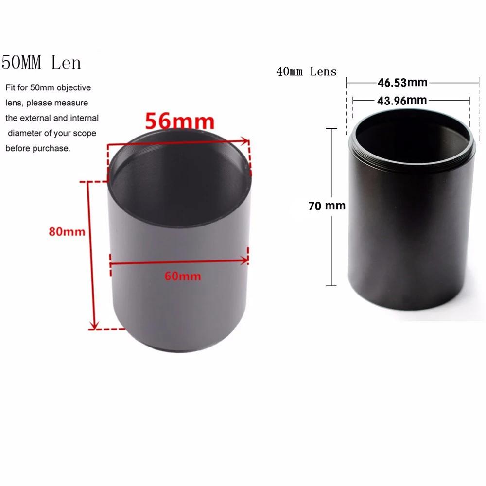 1pc 40mm / 50mm Objective Lens Metal Tactical Sunshade Tube Sun Shade ...