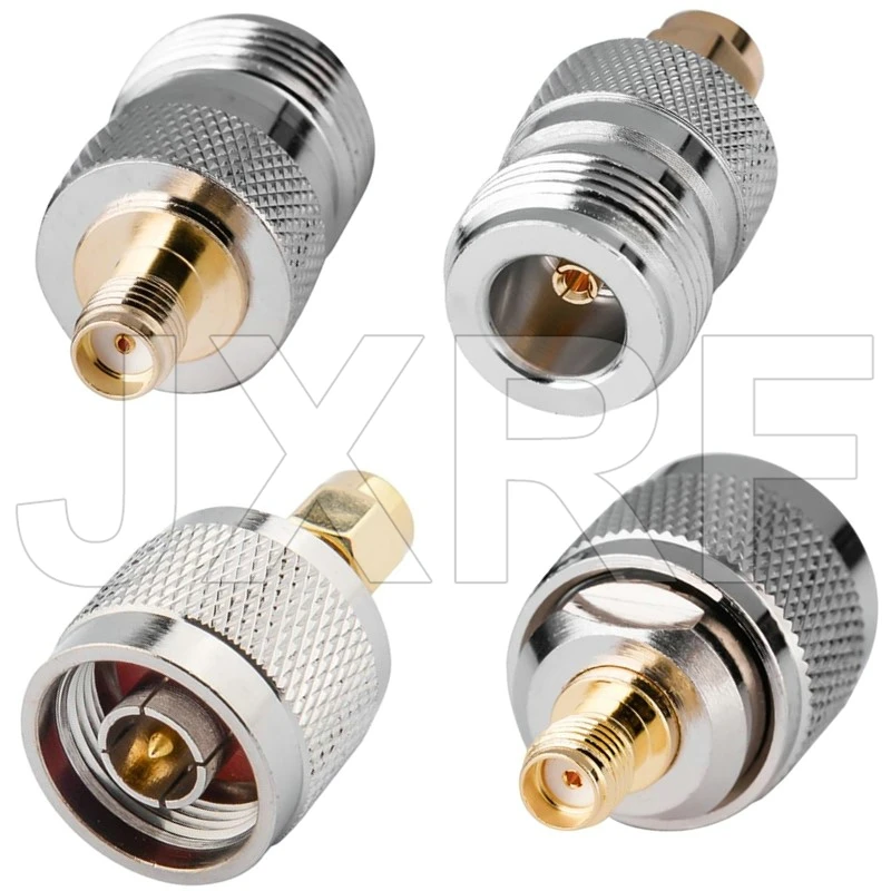 JX connector 2pcs RF adapter N SMA N Plug Male Jack Nickel Plating To SMA Female Plug Gold ...