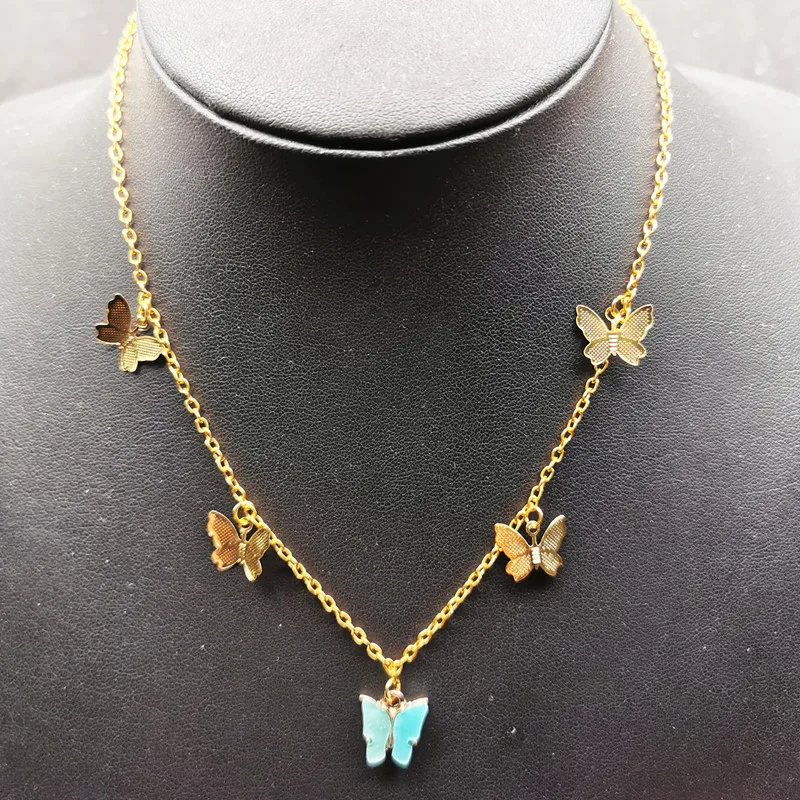 Bohemian-Candy-Color-Cute-Butterfly-pendant-Necklace-For-Women-Gold ...