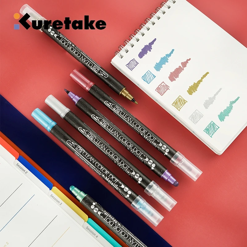 6colors Set Japan Kuretake Metallic Colors Double Head Round Dot ...
