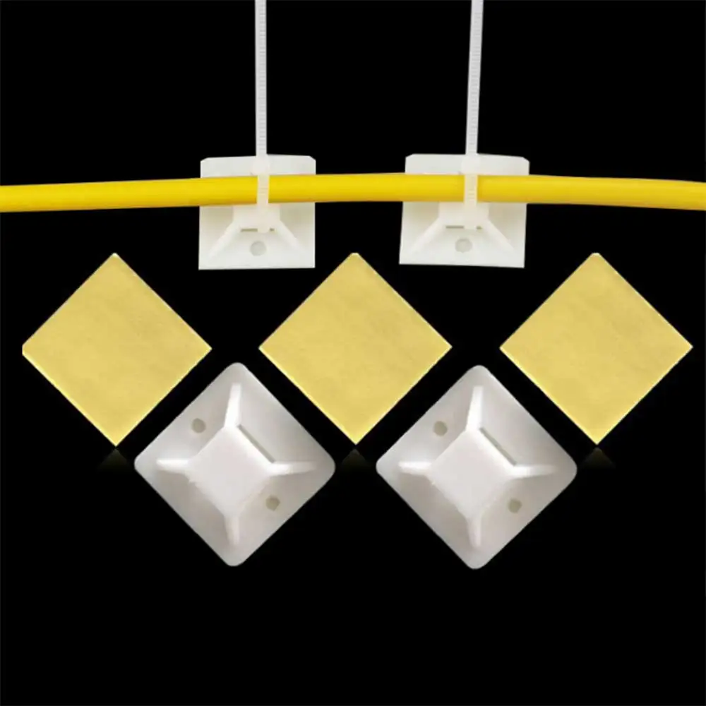 100 Pack Zip Tie Adhesive Backed Mounts Cable Tie Base Holders Screw ...