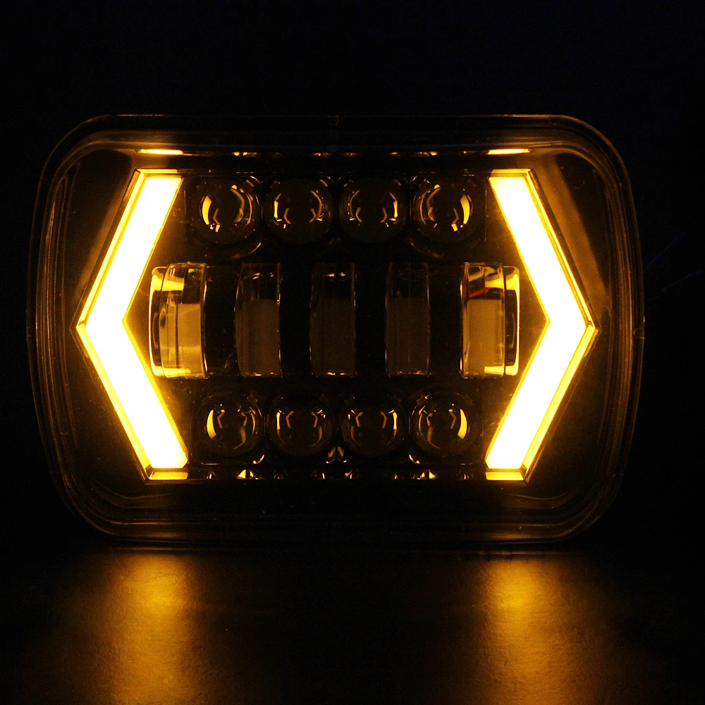 55W 5"X7" 6X7 incih High Low Beam LED Headlights For Jeep Wrangler YJ ...