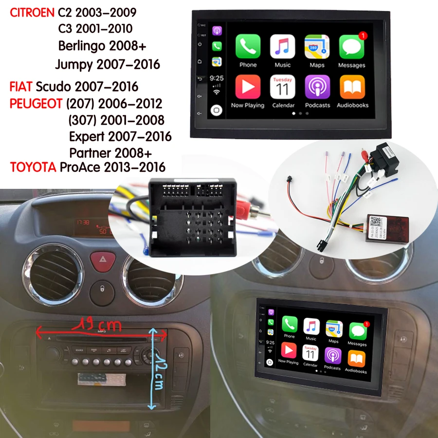 Autoradio Navigator Voor Citroen C2 C3 Berlingo 2008 + Jumpy Fiat Scudo ...