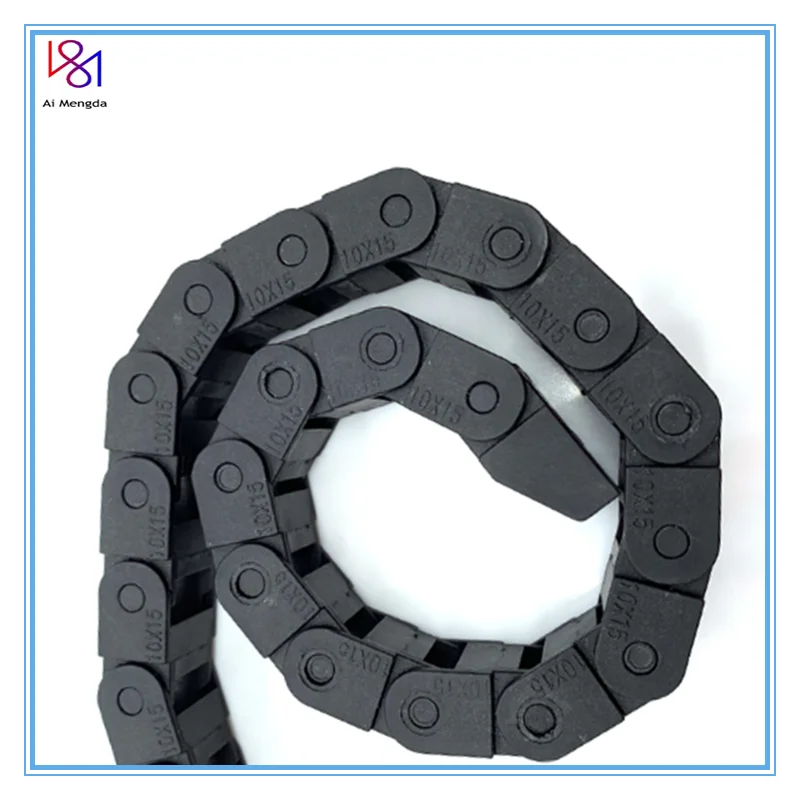 10X15mm 1M Black Plastic Flexible Nested Semi Closed Drag Chain Cable ...