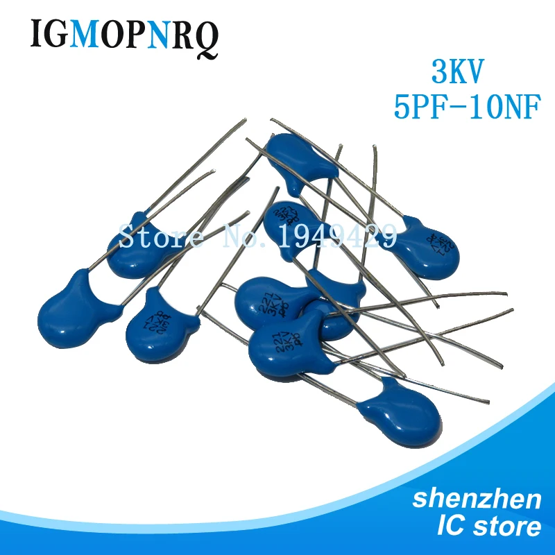 20pcs High voltage Ceramic Capacitor 3KV 5PF 10PF 15PF 20PF 22PF 27PF ...