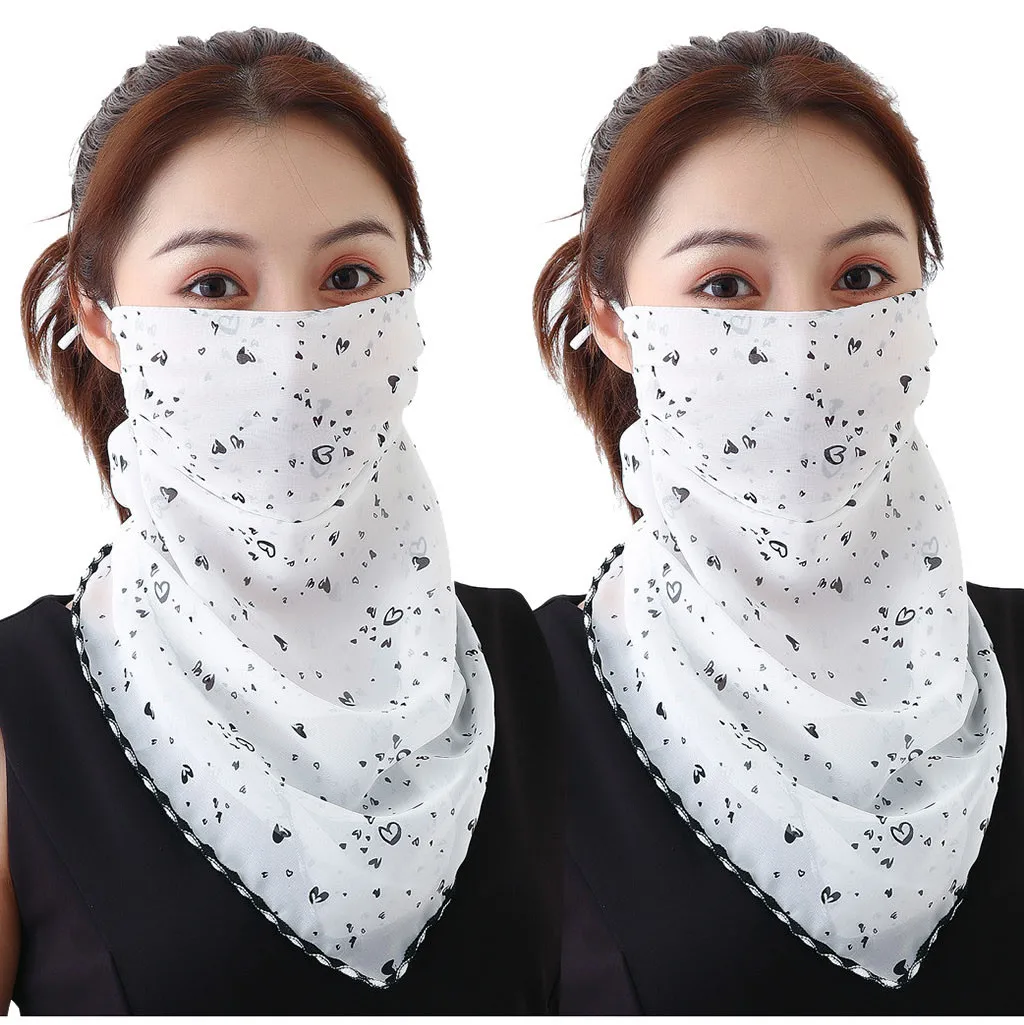 Sun Protection Mask Scarf Silk Neck Scarf （2Pcs） - Worth Buy Store