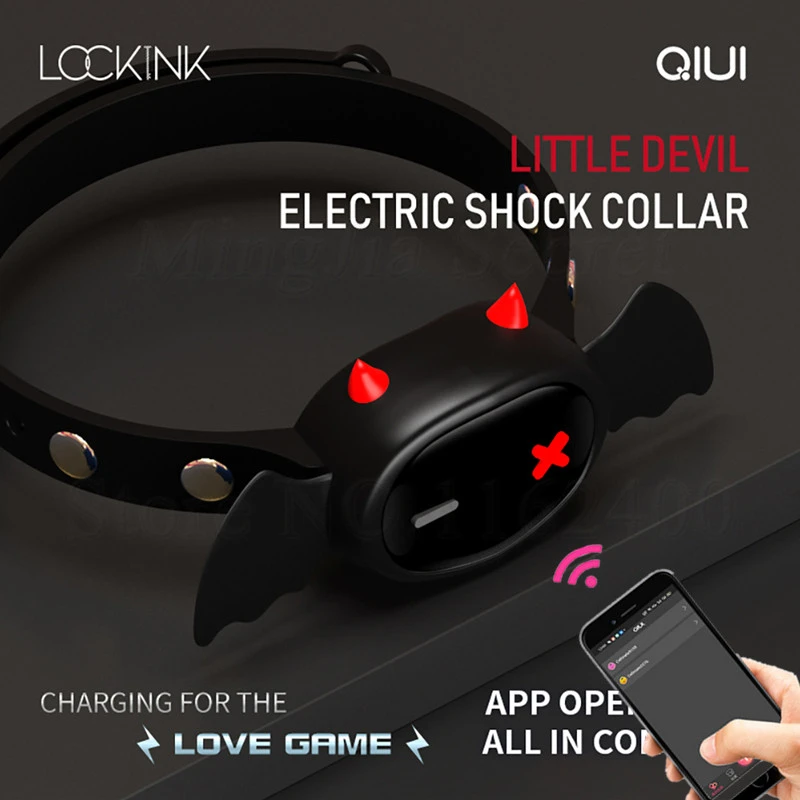 Qiui App Remote Control Electric Shock Devil Collar Neck Choker ...