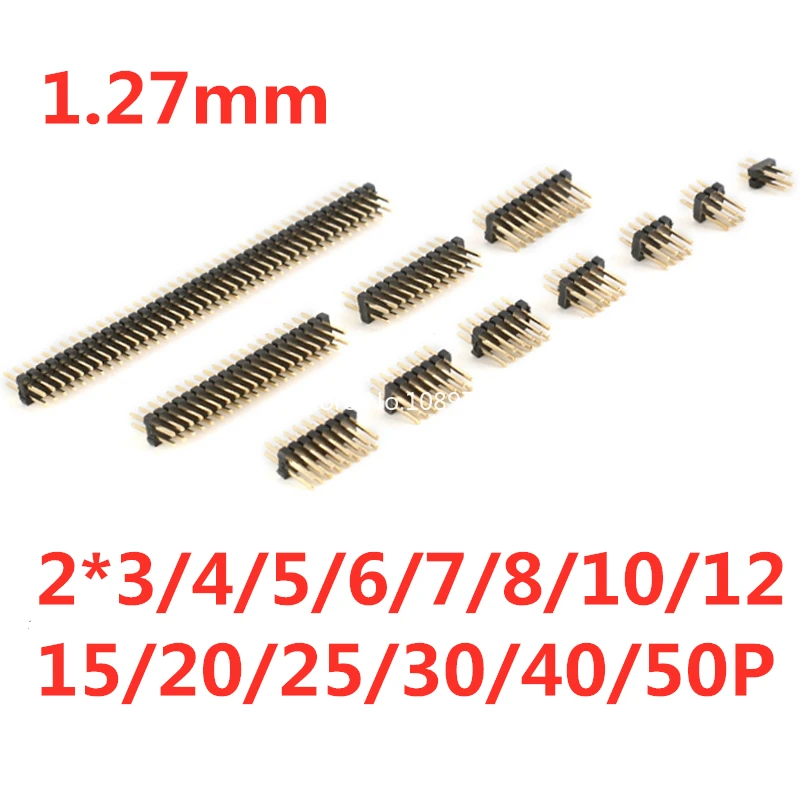 10pcs 1.27mm Double Row Male Pin Header Connector 1.27 Pinheader Through Holes Pcb Strip Socket ...