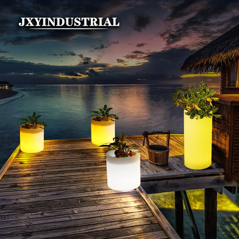 16-Colors-Changing-LED-Light-Up-Flower-Pot-Tall-Garden-Glow-Planter-100 ...