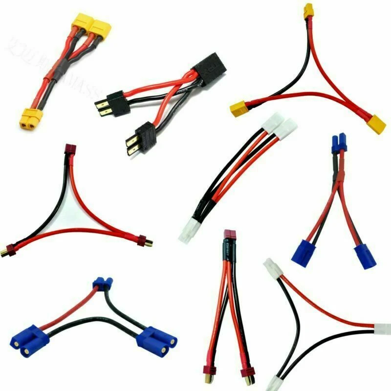 AMASS XT60 T Deans EC5 Tamiya XT90 EC3 Ttraxsas Connectors Silicone cable Wiring Parallel Series ...