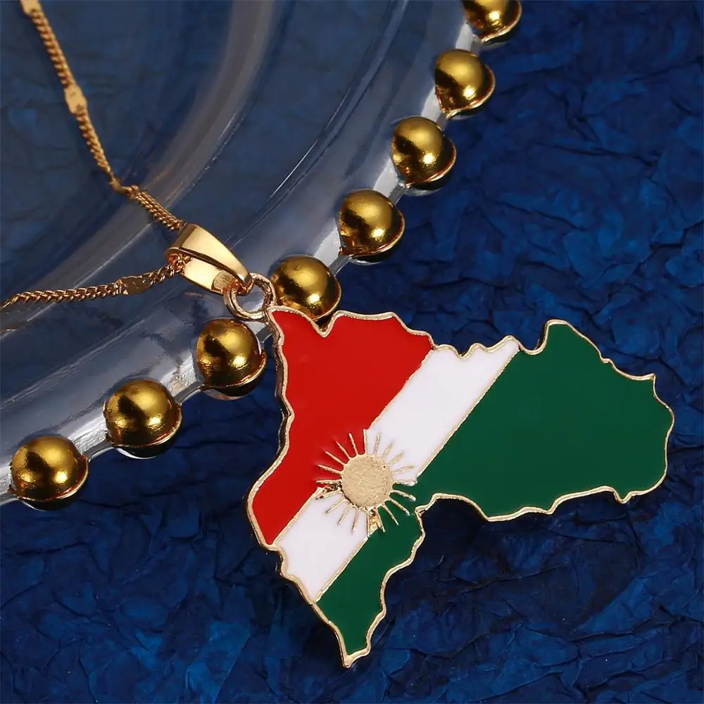 Gold Color Kurdistan Map Pendant Necklace Flag Region Map Kurdish Chain ...