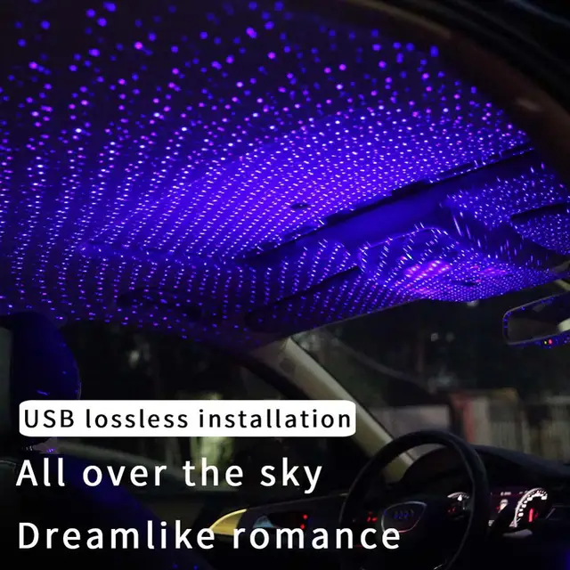 12V USB Interior Car Atmosphere Lights Automobiles Projector Decorative ...
