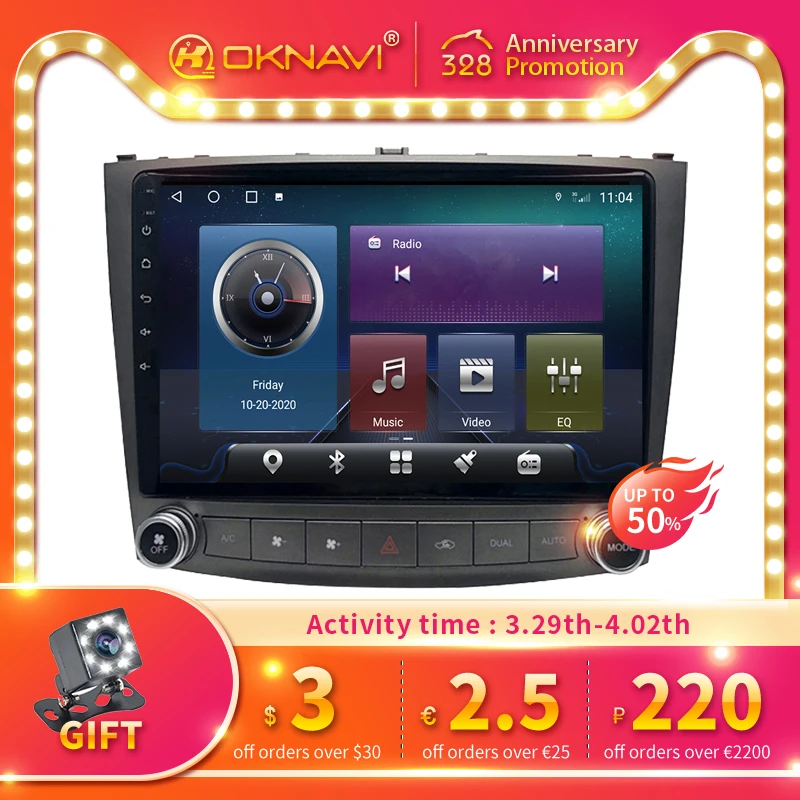 2 Din Android 10 Car Radio For Lexus IS250 IS300 IS200 IS220 IS350 2005 ...