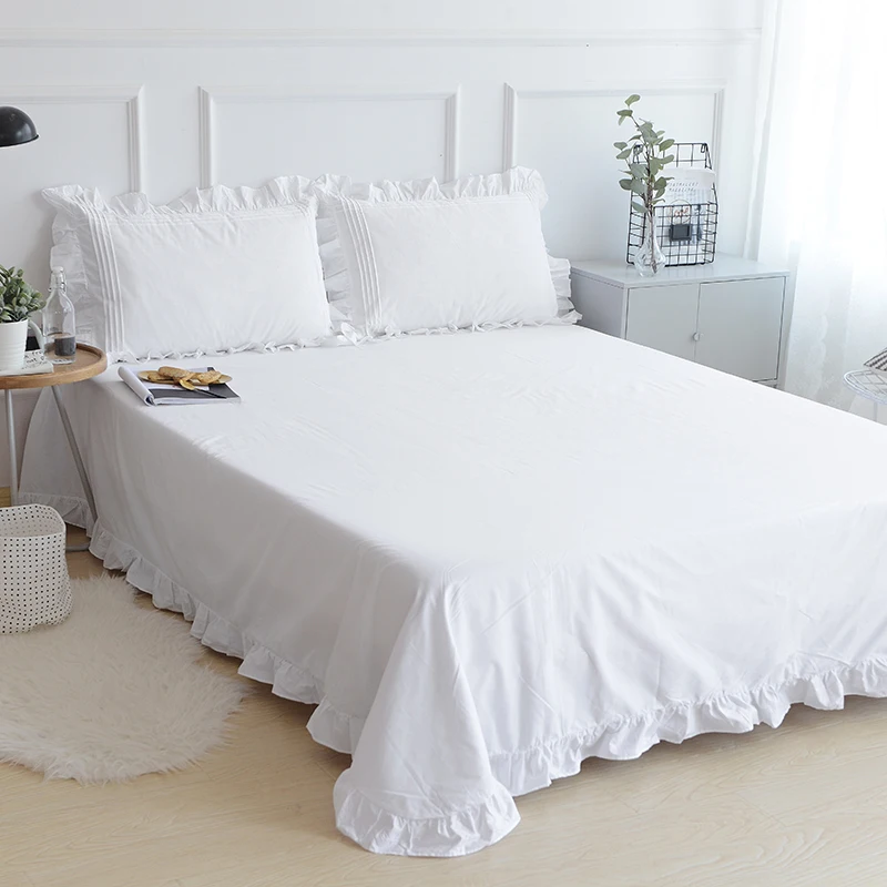 Luxury-Ruffled-Hem-Cotton-Bedding-Sheet-Pillowcase-3-Piece-Set-Extra ...