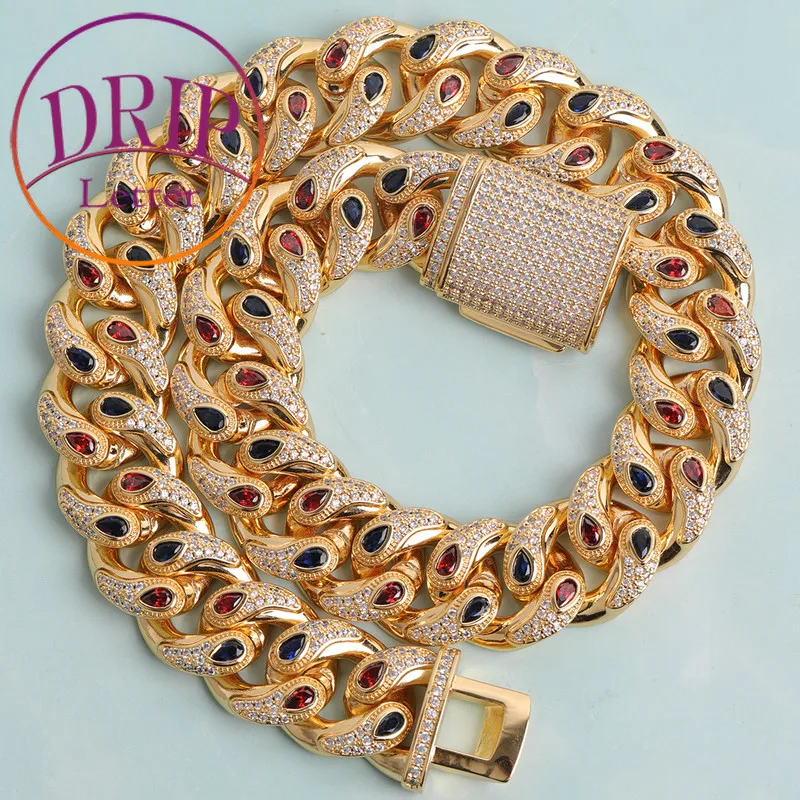 Drip Letter Miami Cuban Link Chain for Men Necklace Charms Real Gold ...