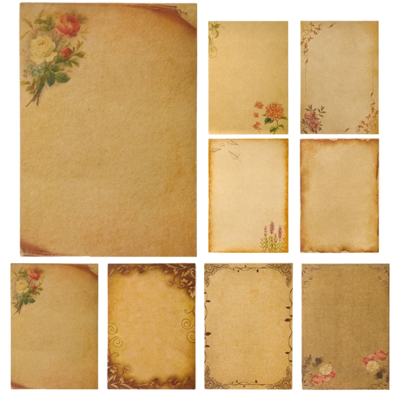 16pcs-Vintage-Kraft-Letter-Paper-Creative-Flower-Writing-Letter-Pad ...
