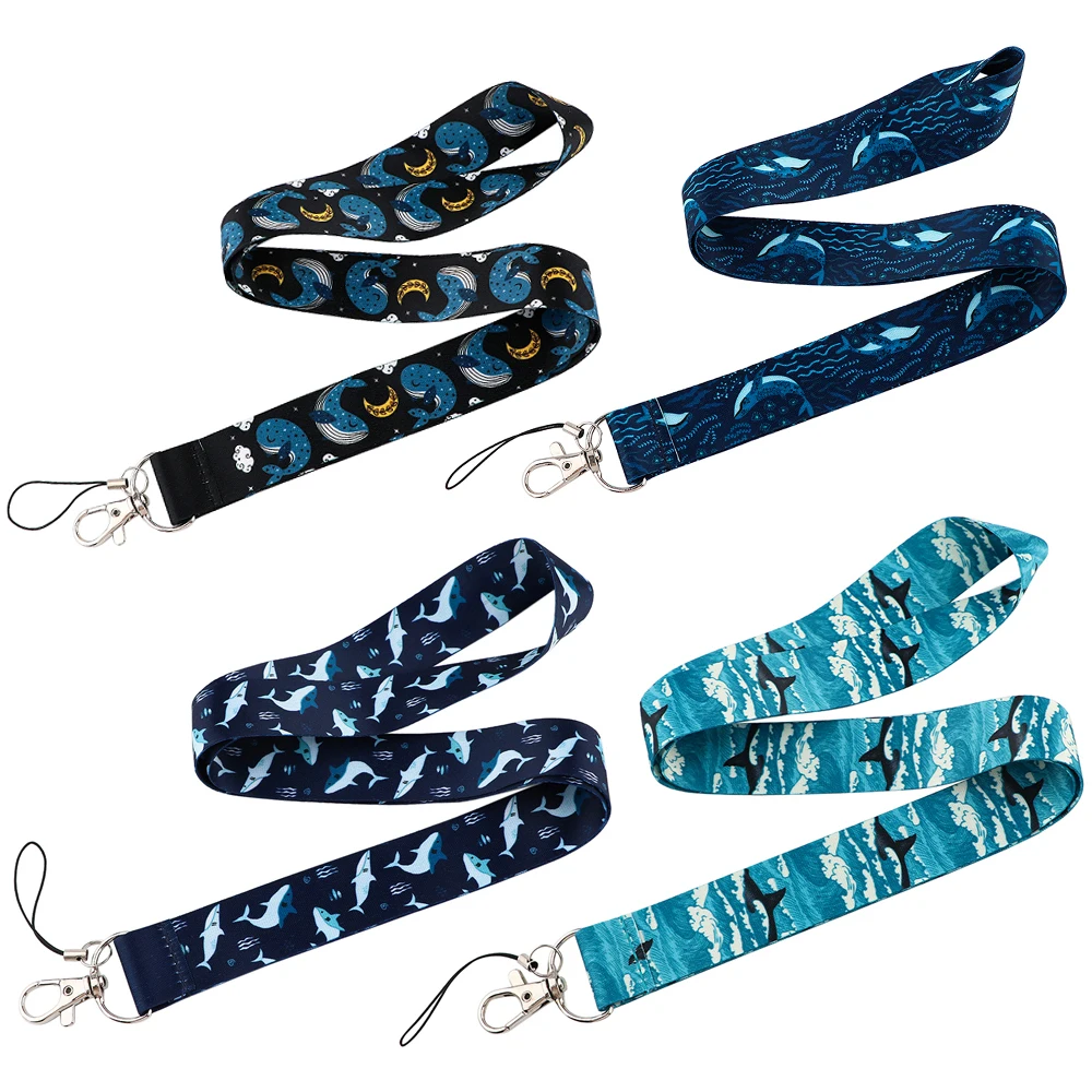 Ocean-Whale-Art-Cartoon-Blue-Shark-Lanyard-Neck-Strap-ID-Card-Cell ...