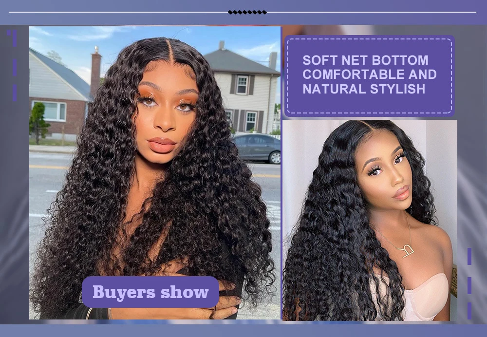 Fashion Synthetic For Women Deep Curly Long Water Wavy Middle Part Deep ...