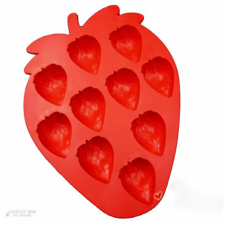 아이스 프로즌 큐브 트레이 딸기 모양 실리콘 케이크 몰드 귀여운 메이커 젤리 푸딩 공예 비누 바 파티 음료 몰드아이스크림