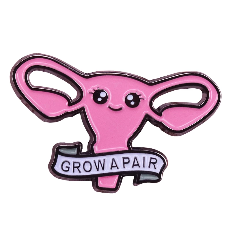 Grow A Pair Ovaries Women Brooches Feminist Pin Uterus Balls Badge Courage Brooch Femninism ...