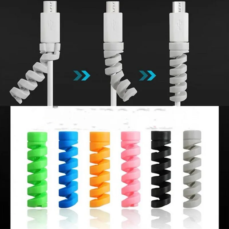 10Pcs-Spiral-Cable-Protector-Data-Line-Silicone-Bobbin-Winder ...