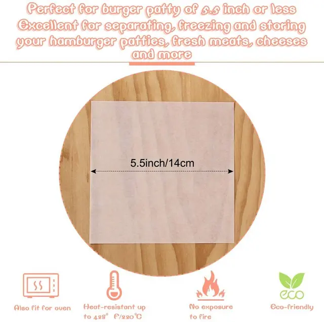 100pcs 5.5Inch Hamburger Patty Paper Round Wax Paper Sheet Square ...