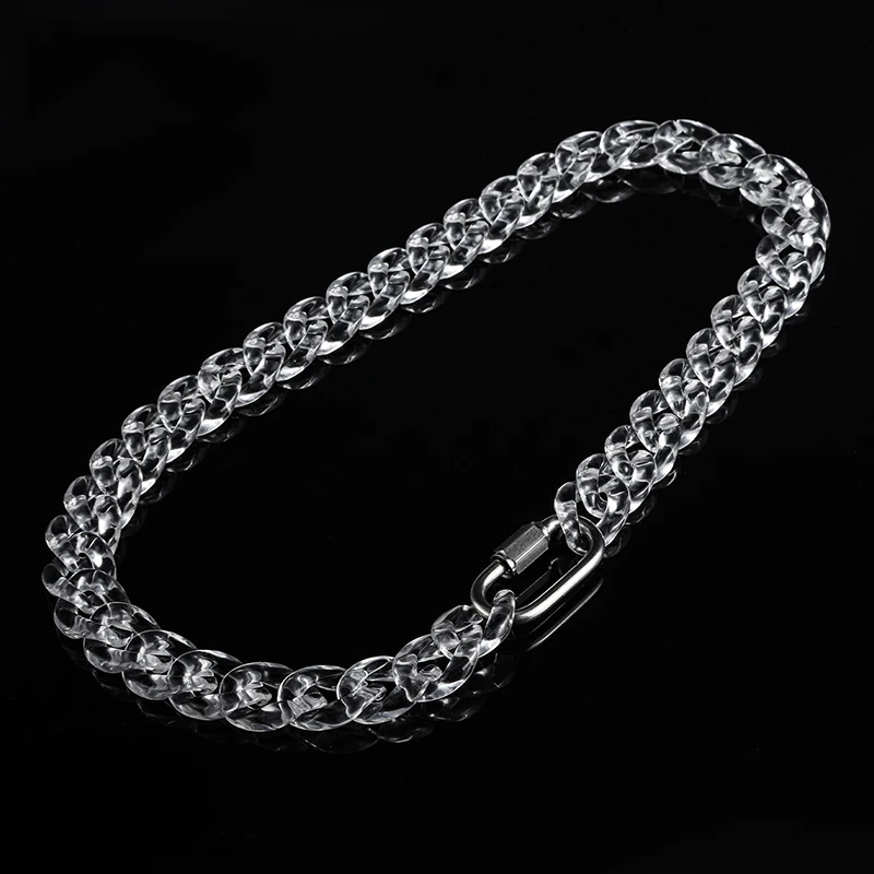 Peri'sBox Silver Color Carabiner Chunky Chain Necklaces Transparent ...