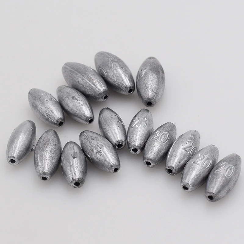 1pack 1g-100g Olive Shape Lead Sinker Fishing Rig Sinkers Angling Lead Weight Split Shot Sinking ...