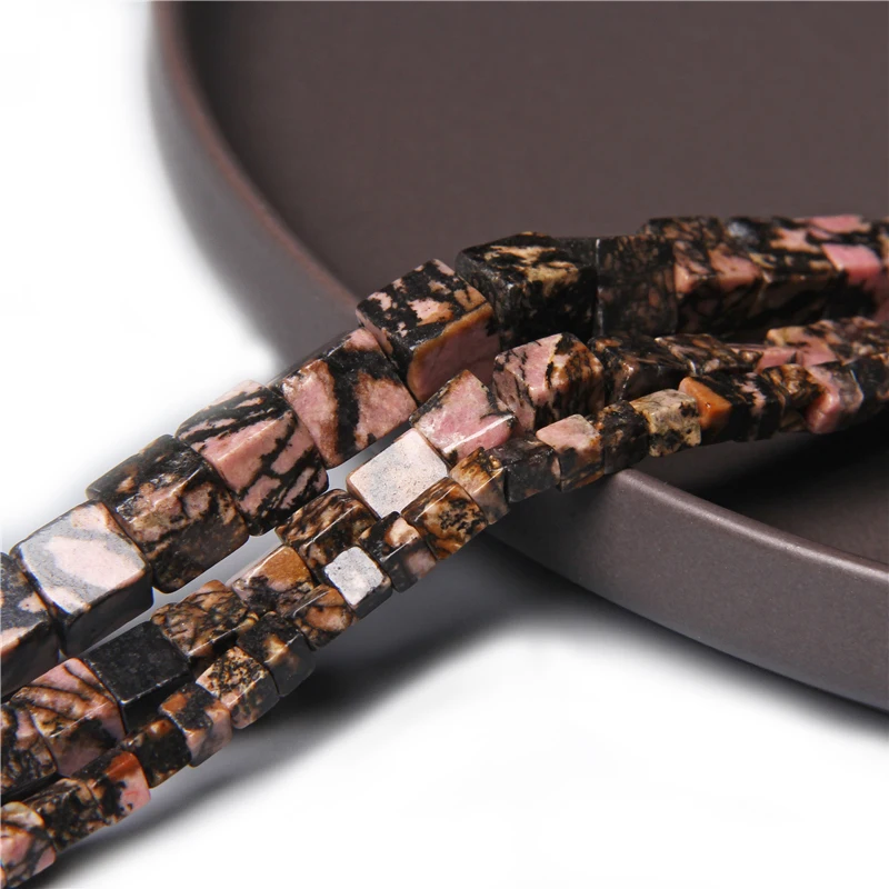 Natural-Stone-Rhodonite-Cube-Square-Beads-Agates-4-6-8mm-Loose-Spacer ...