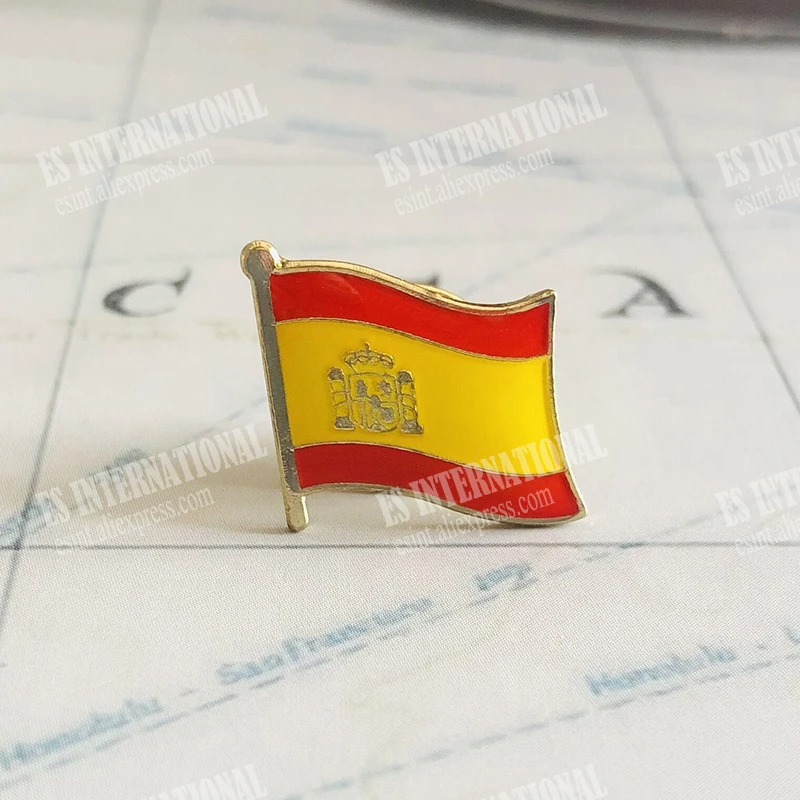 Spain National Flag Crystal Epoxy Metal Enamel Badge Brooch Collection ...