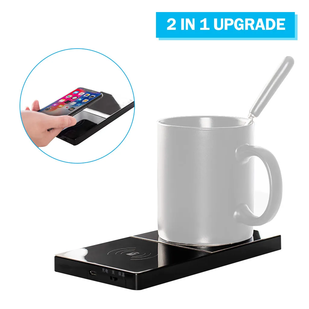 2 In 1 Wireless Charger Cup Warmer Hot Electric Powered Cup Warmer ...