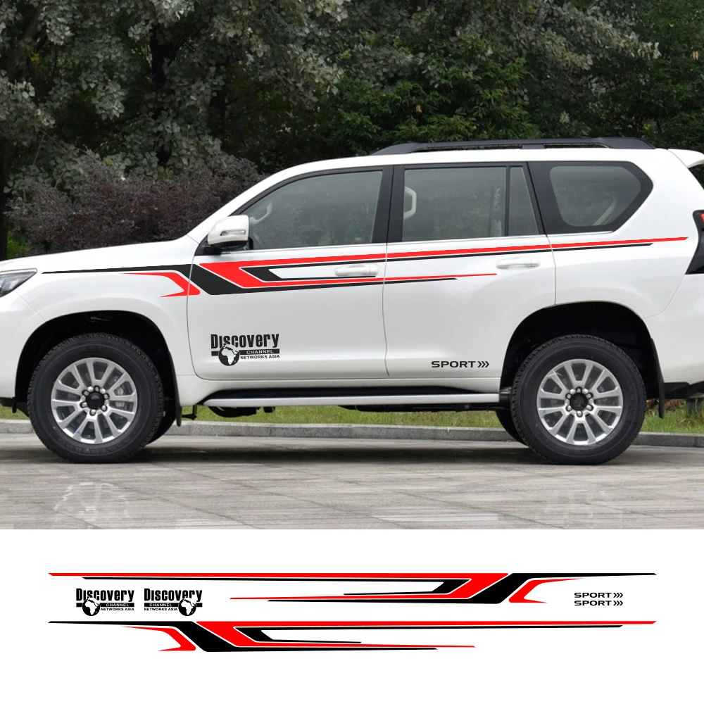 2PCS Sport Car Door Waist Lines Stripes Vinyl Decal For Toyota Prado ...