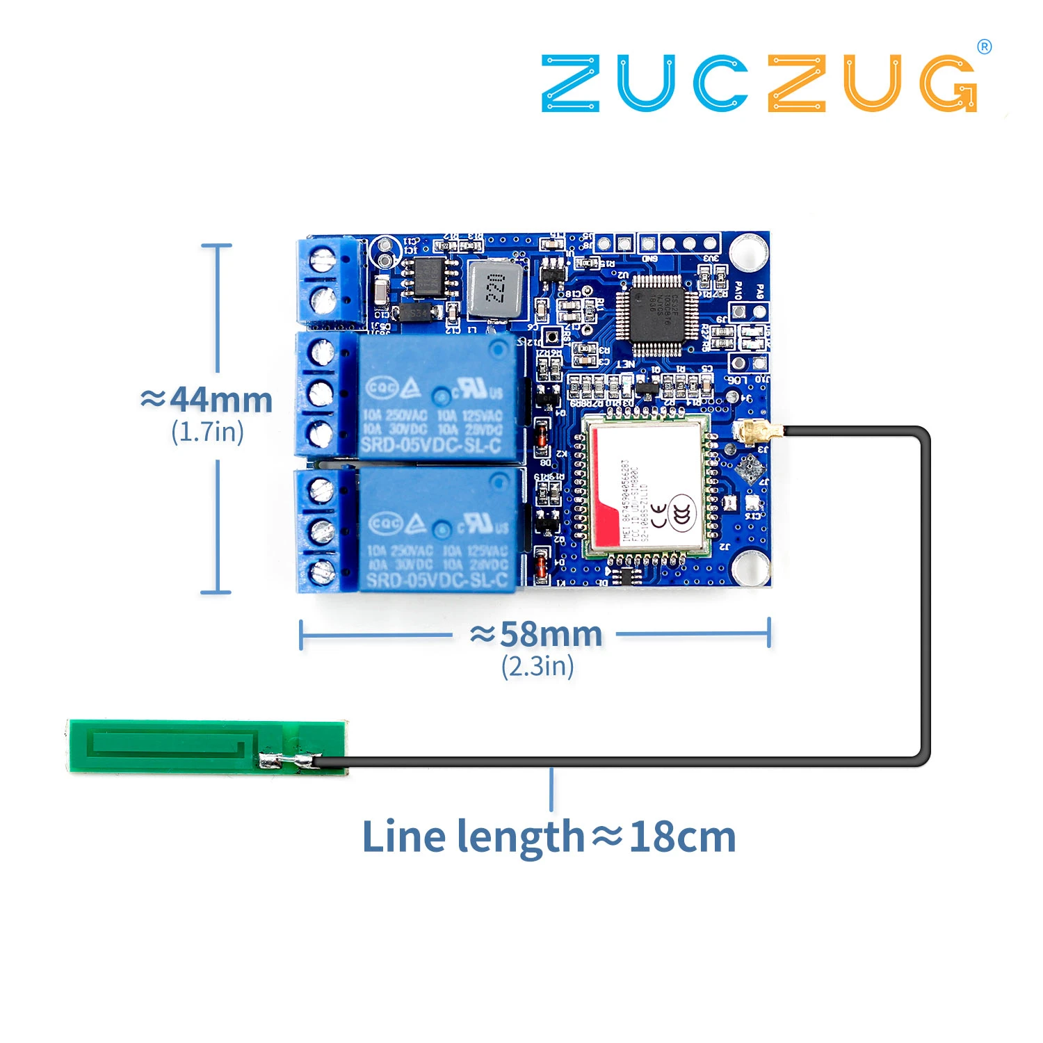2 Channel Relay Module SMS GSM Remote Control Switch SIM800C ...