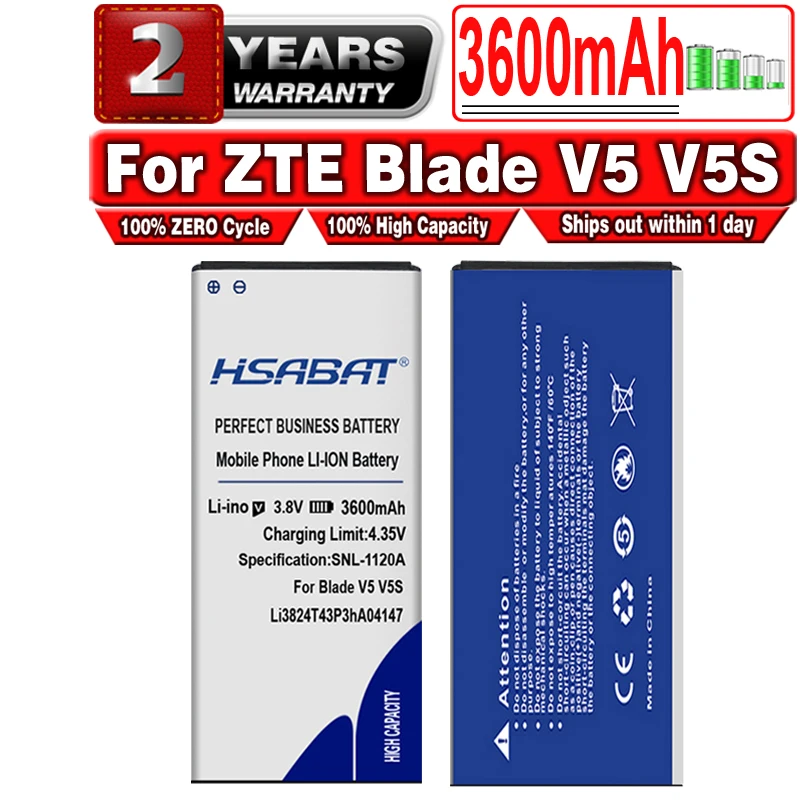 HSABAT Li3824T43P3hA04147 3600mAh Battery for ZTE Blade V5 V5S for ZTE ...