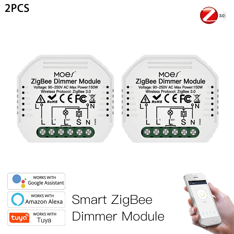 Mini tuya zigbee 3.0 interruptor de luz inteligente módulo relé 1/2 ...