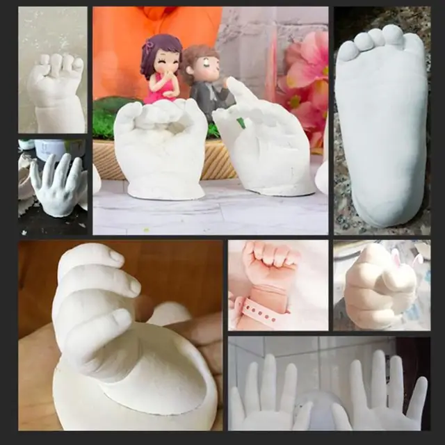 Baby 3d Hand +foot Print Mold Powder +gypsum+brush Plaster Casting Kit ...