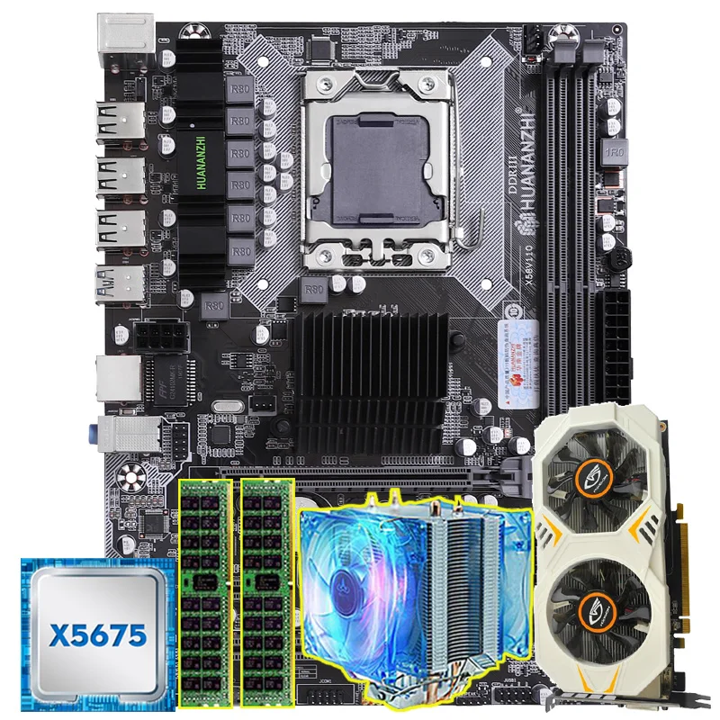 HUANANZHI-X58-LGA1366-Placa-M-e-Combo-Xeon-CPU-X5675-3-06GHz-com-Cooler ...